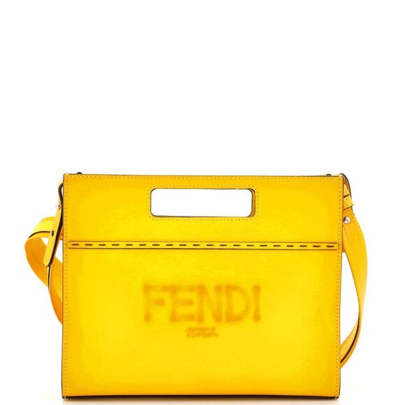 Fendi | Bags | Fendi Logo Cutout Handle Shopper Tote Embossed Leather ...